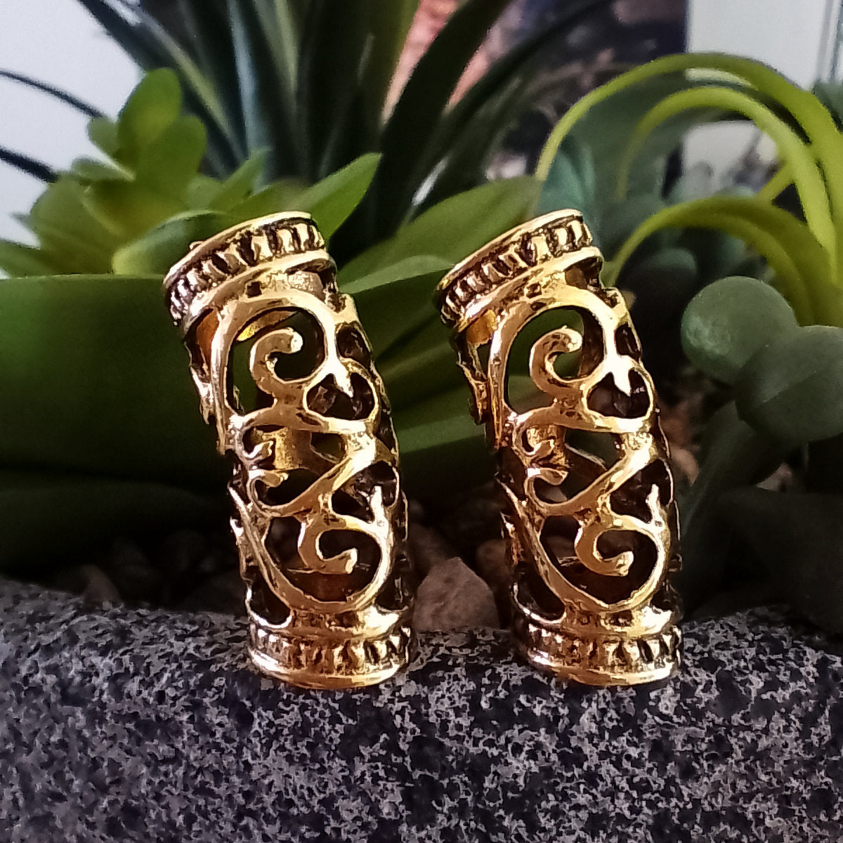 Gold Curved Dreadlock Tube Beads | 7mm hole